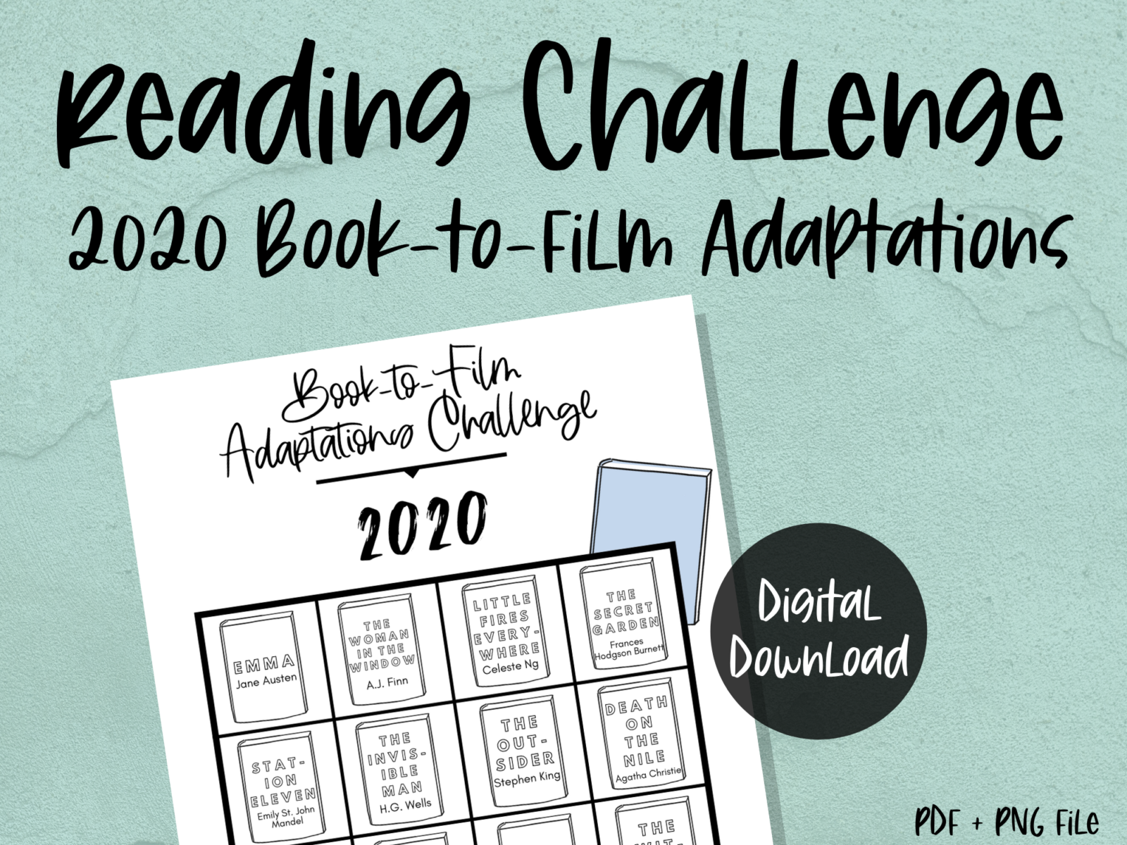 Printable Reading Challenge: 2020 Book-to-Film Adaptations | Reader Haven
