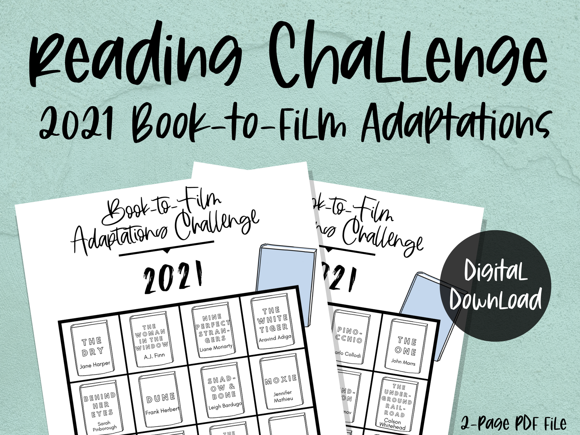 2021 Book-to-Film Adaptations (Printable Reading Challenge)