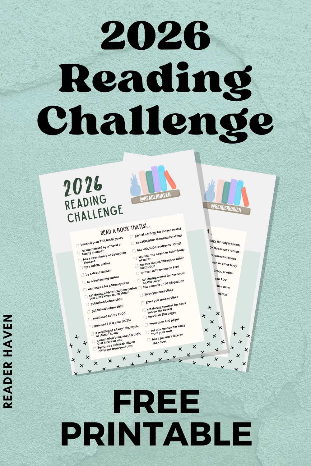 2026 Reading Challenge with Printable PDF (Backlist or Not!) | Reader Haven
